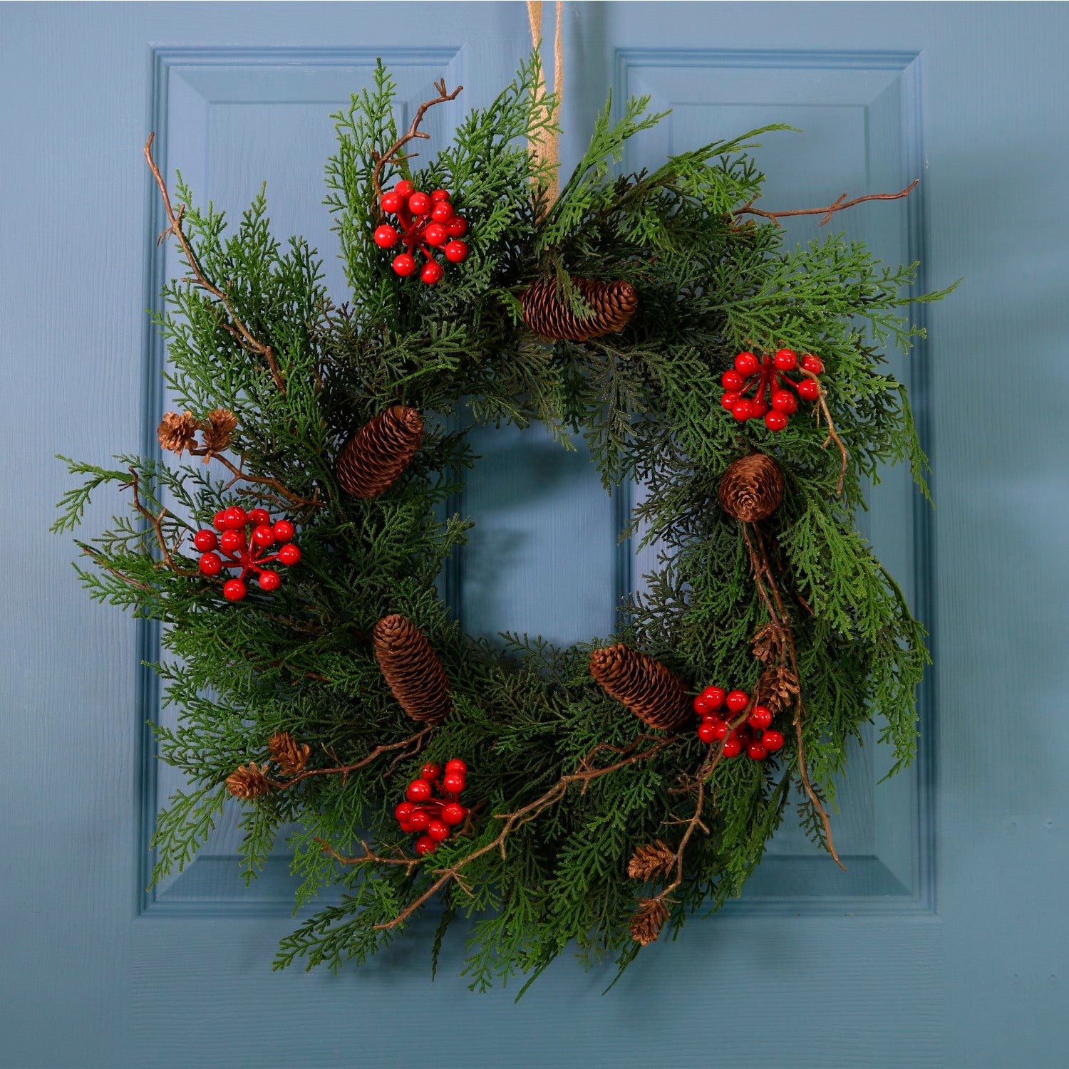 Real Touch Mixed Conifer With Cones & Berries Wreath (60cm) – Lotus ...